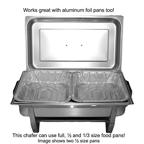 TigerChef Chafing Dish Buffet Set - Chaffing Dishes Stainless Steel - Chafer and Buffet Warmer Set with Steam Pans and Folding Frame - Food Warmers for Parties Buffets (1, 3 Third Inserts)