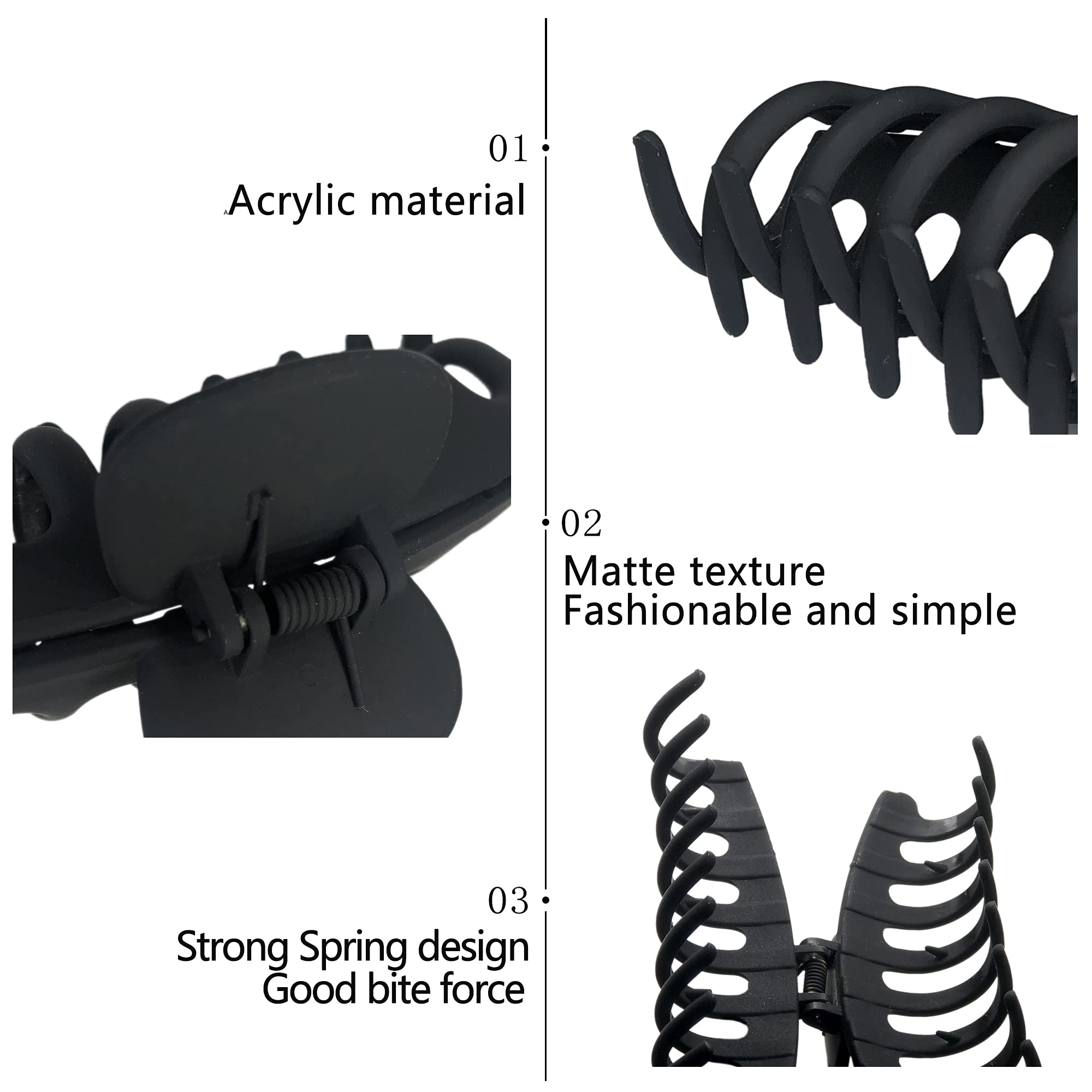 OWIIZI Large Claw Clips, 4.3" Matte Hair Clips for Women's Long Thick Hair, Non-Slip Barrette Clips (4packs)