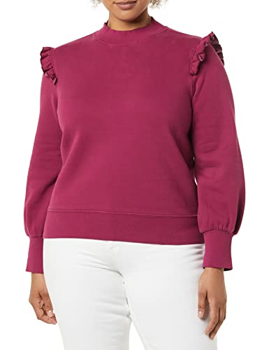 Goodthreads Women's Heritage Fleece Long Sleeve Ruffle Shoulder Sweatshirt, Burgundy, Large