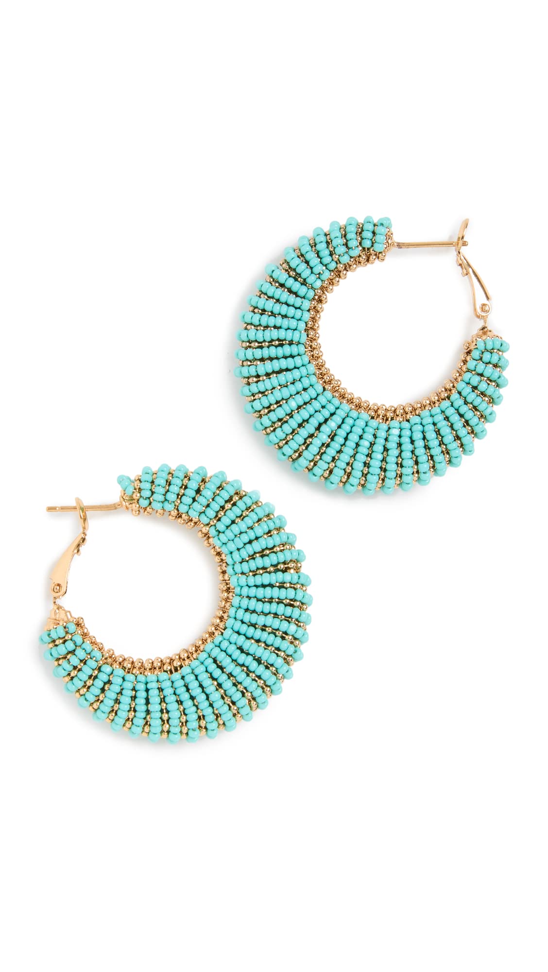 GAS Bijoux Women's Turquoise Pearl Dainty Hoop Earrings, 81, Blue, One Size