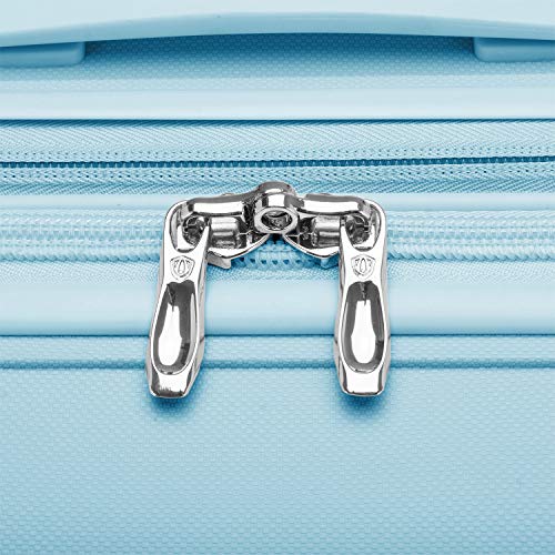 Traveler's Choice Pagosa Indestructible Hardshell Expandable Spinner Luggage, Baby Blue, Checked-Medium 26-Inch