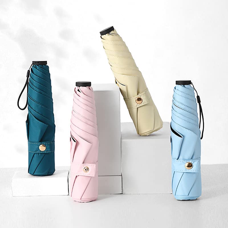 Ultra-light travel umbrella, foldable, ultra-compact and portable, carbon fiber shaft, anti-ultraviolet and windproof umbrella (Pea green)