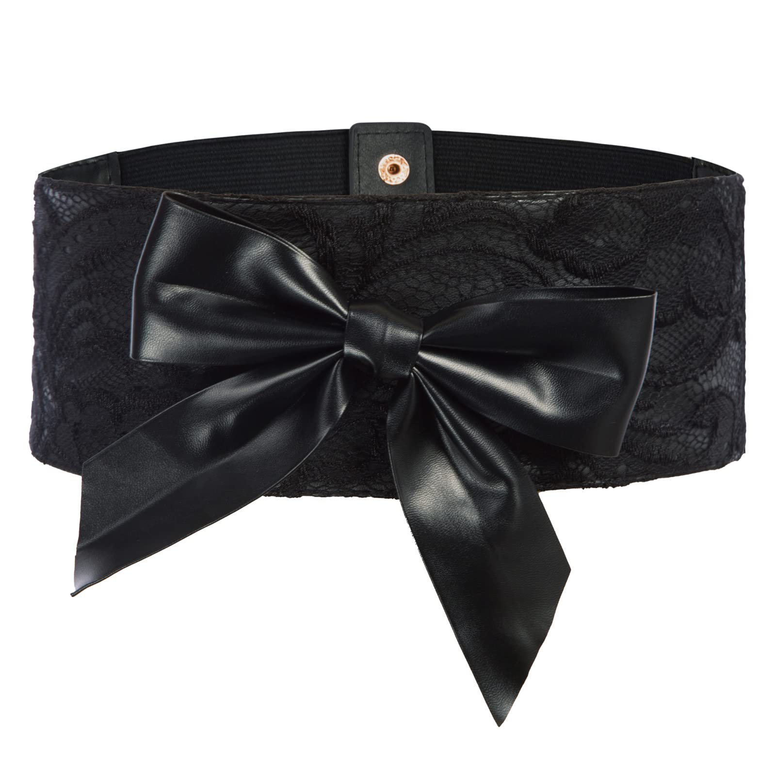 Hanna Nikole Lace Stretchy Belts Women Patent Leather Dress Belts Black XL