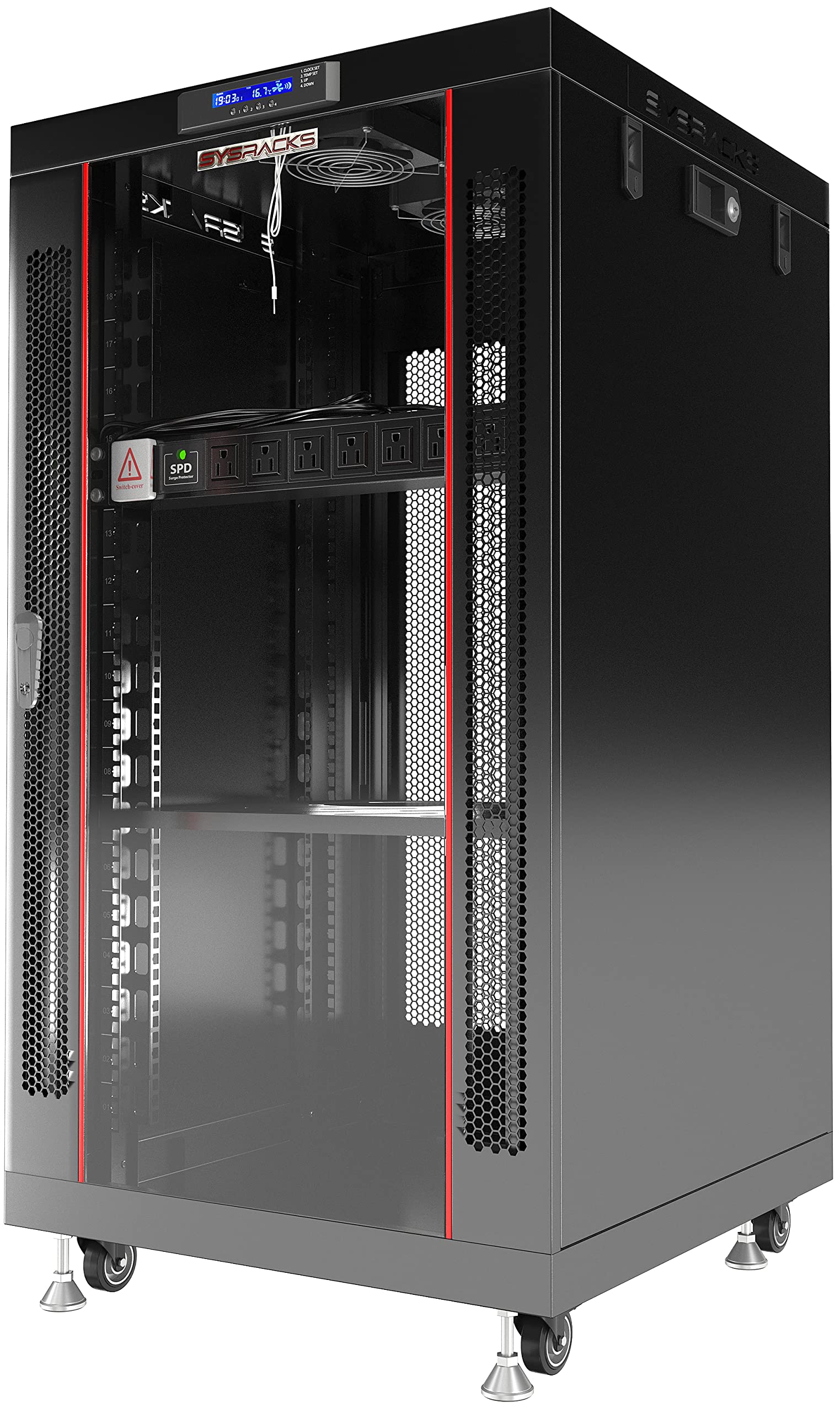 Sysracks 18U 24inch Deep Server Rack Cabinet It Enclosure Premium Series Data It Locking Under Desk Network Rack with Wheels PDU and Other Accessories