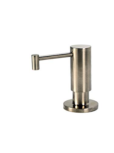 Elbert Mountain Soap Dispenser for Kitchen Sink, Soap/Lotion Dispenser (Brushed Nickel) - Straight Spout, Built-in for Countertop, Top-Fill Design w/Large Capacity Clear Bottle