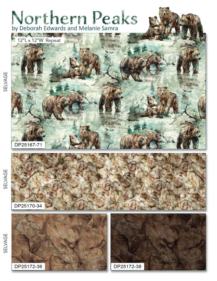 Northcott Northern Peaks Rock Face, Fabric by The Yard (Light Brown)