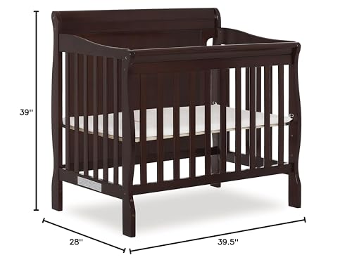 Dream On Me Alice 3-in-1 Full Panel Convertible Mini Crib, Espresso, Greenguard Gold Certified, 720 Oz