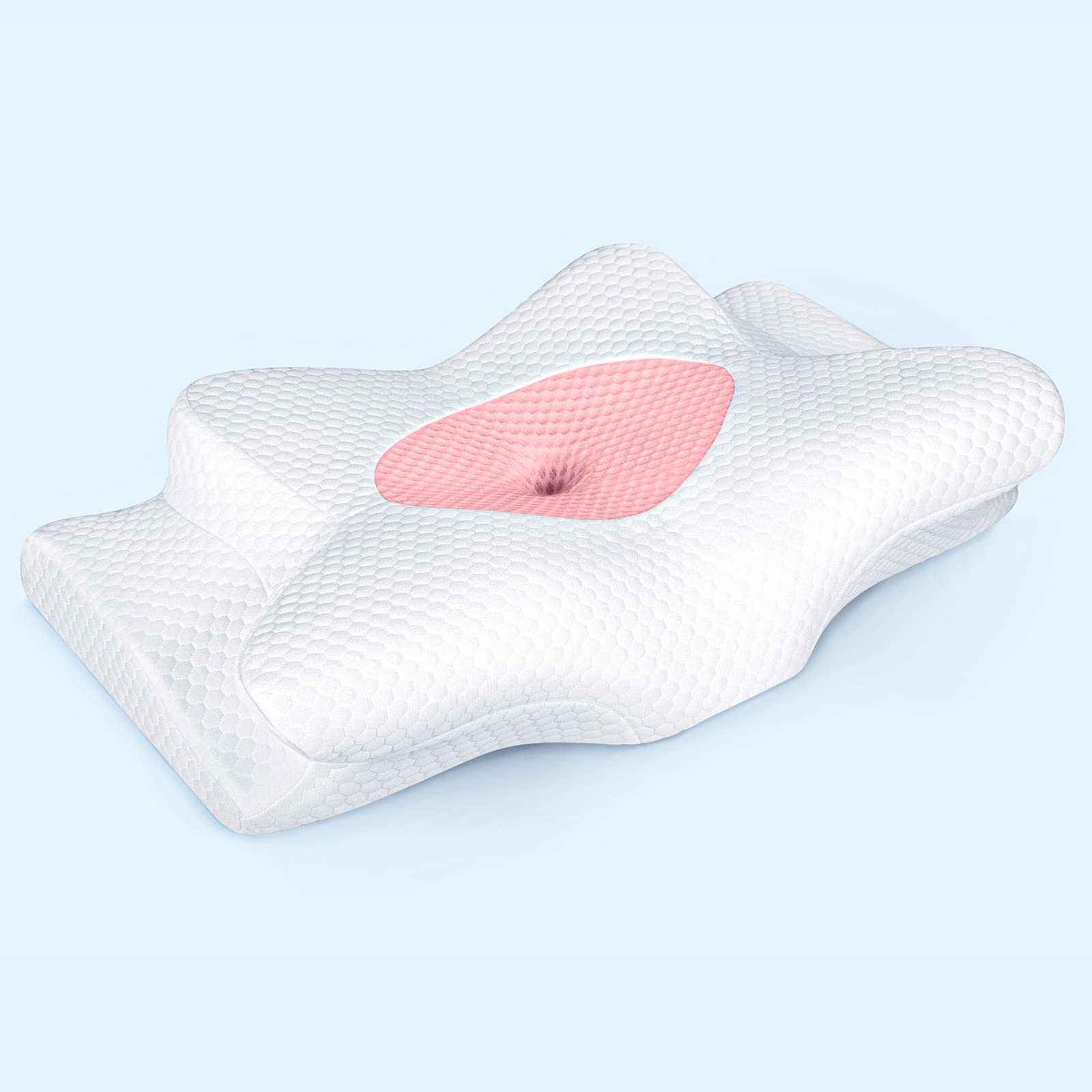 Emircey Adjustable Cervical Pillow for Neck and Shoulder Pain Relief, 3X Plus Support Hollow Contour Memory Foam Pillows for Sleeping, Odorless Orthopedic Bed Pillows for Side, Back, Stomach Sleeper
