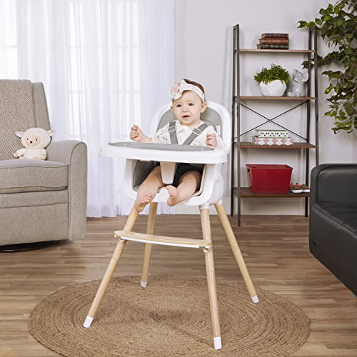 Dream on Me Lulu 2-in-1 Convertible Highchair in Light Grey | Compact High Chair | Lightweight | Portable