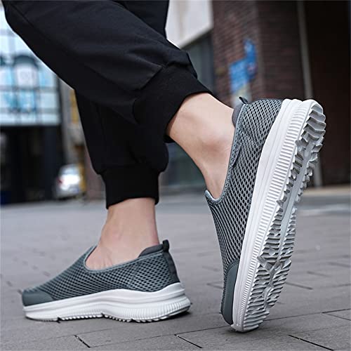 FASDNENDYS Fashion Summer Men Breathable Mesh Shallow Mouth Slip On Lightweight Casual Shoes Sneaker Rack for Men 50 Grey