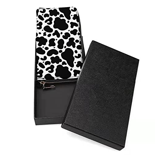 FunnyStar Cow Print Pattern Women's Long RFID Hand Wallet Wristlet Clutch Purse PU Leather Handbag with Wrist Strap