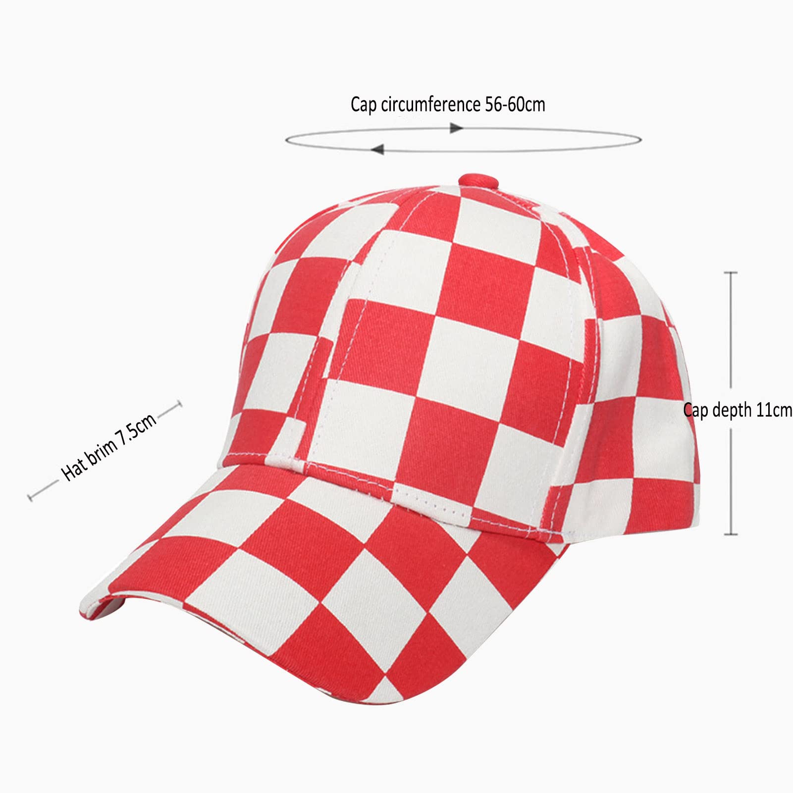 HAOOIE Unisex Checkered Print Baseball Cap Cotton Retro Dad Hat for Men Women Outdoor Sun Hats (Blue)