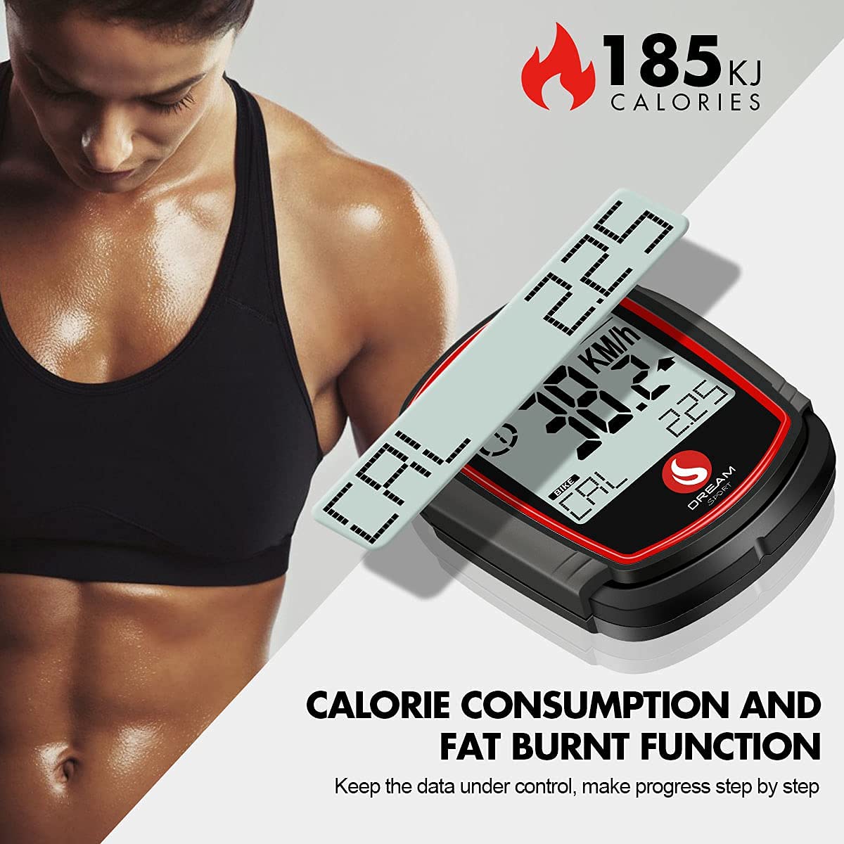 DREAM SPORT Wireless Bike Computer with Cadence Speed Sensor Heart Rate Monitor Speedometer Odometer with Backlight Altimeter HRM Calories Black (DCY438)