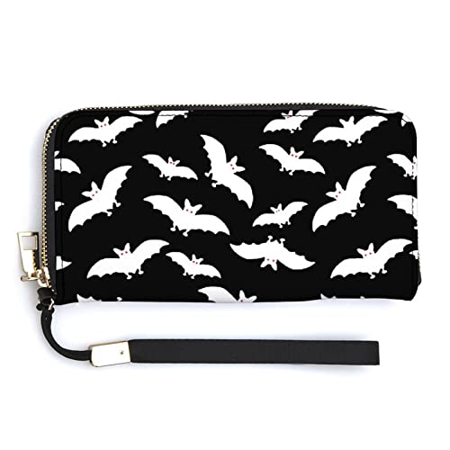 FunnyStar Halloween Bat Women's Long RFID Hand Wallet Wristlet Clutch Purse PU Leather Handbag with Wrist Strap