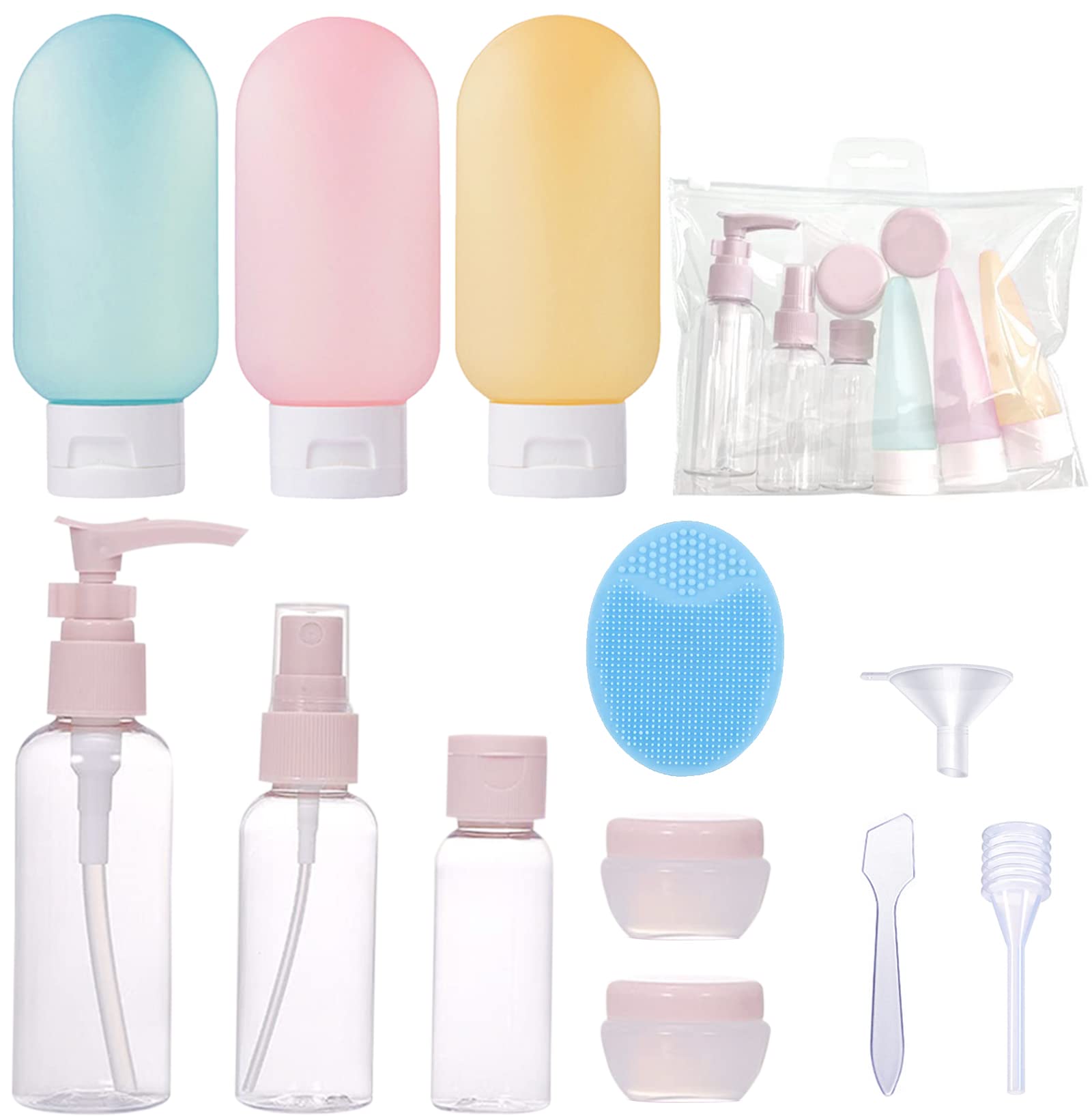 KAYZON Travel Bottles Set for Toiletries, TSA Approved Traveling Essentials Toiletry Silicone Containers Spray Bottle for Shampoo