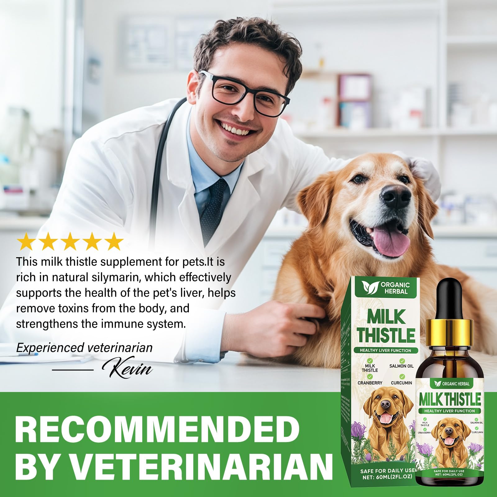 Milk Thistle for Dogs, Milk Thistle Treatment Support Liver & Kidney Improve Healthy Function for Pets, Dog Liver Supplement Milk Thistle Drops