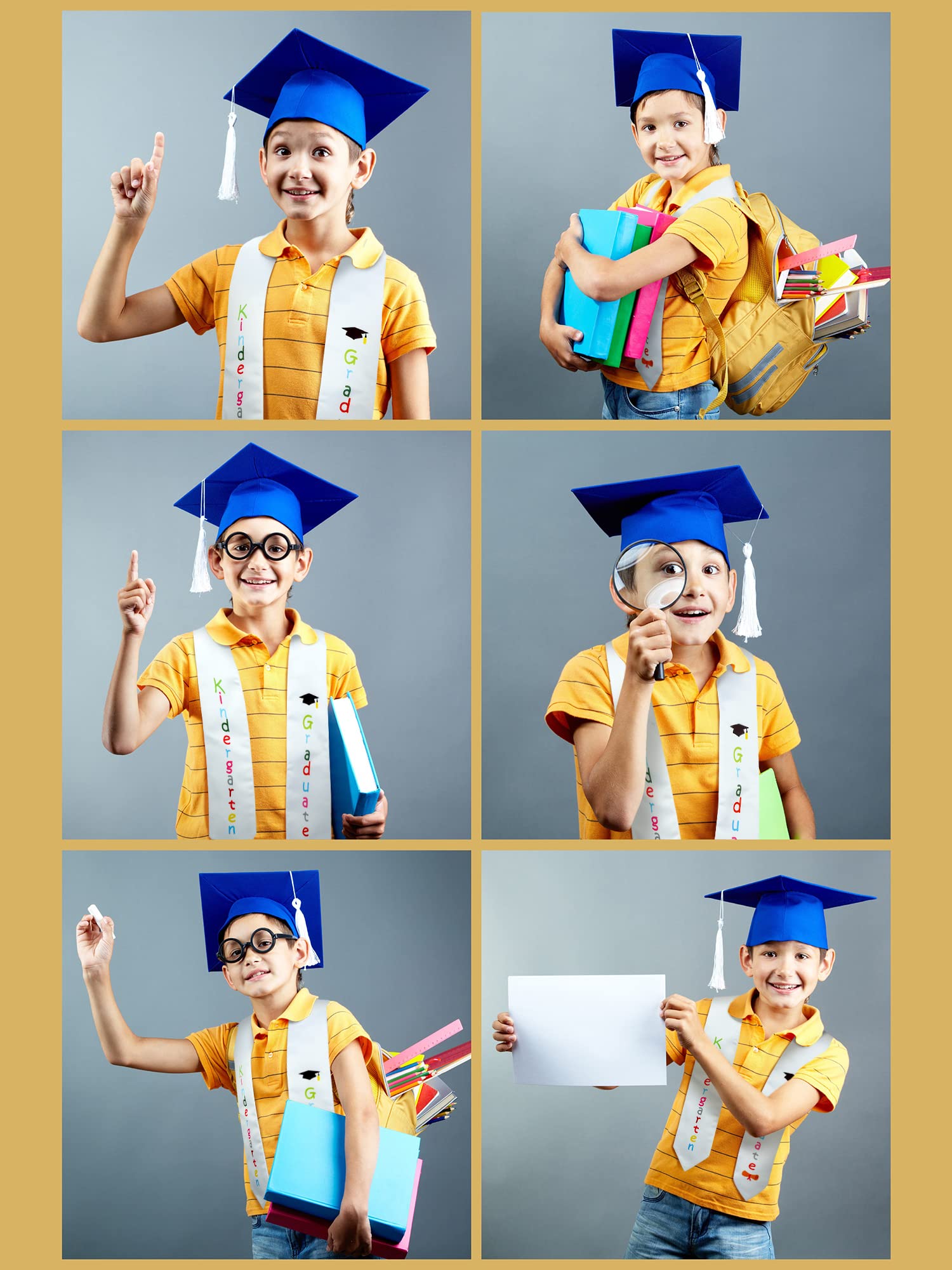 Geyoga 4 Pieces Kids Graduation Stole Unisex Printed Kindergarten Preschool Stole for Decorations (Cute Pattern)