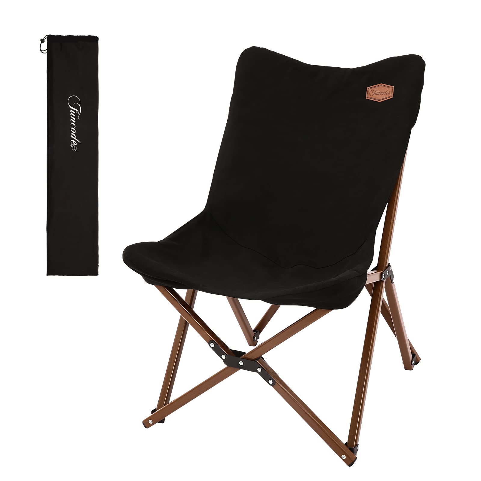 Funcode Portable Folding Camping Chair with Carry Bag for Camping,Beach,Picnic,Garden,Patio(BLACK01).