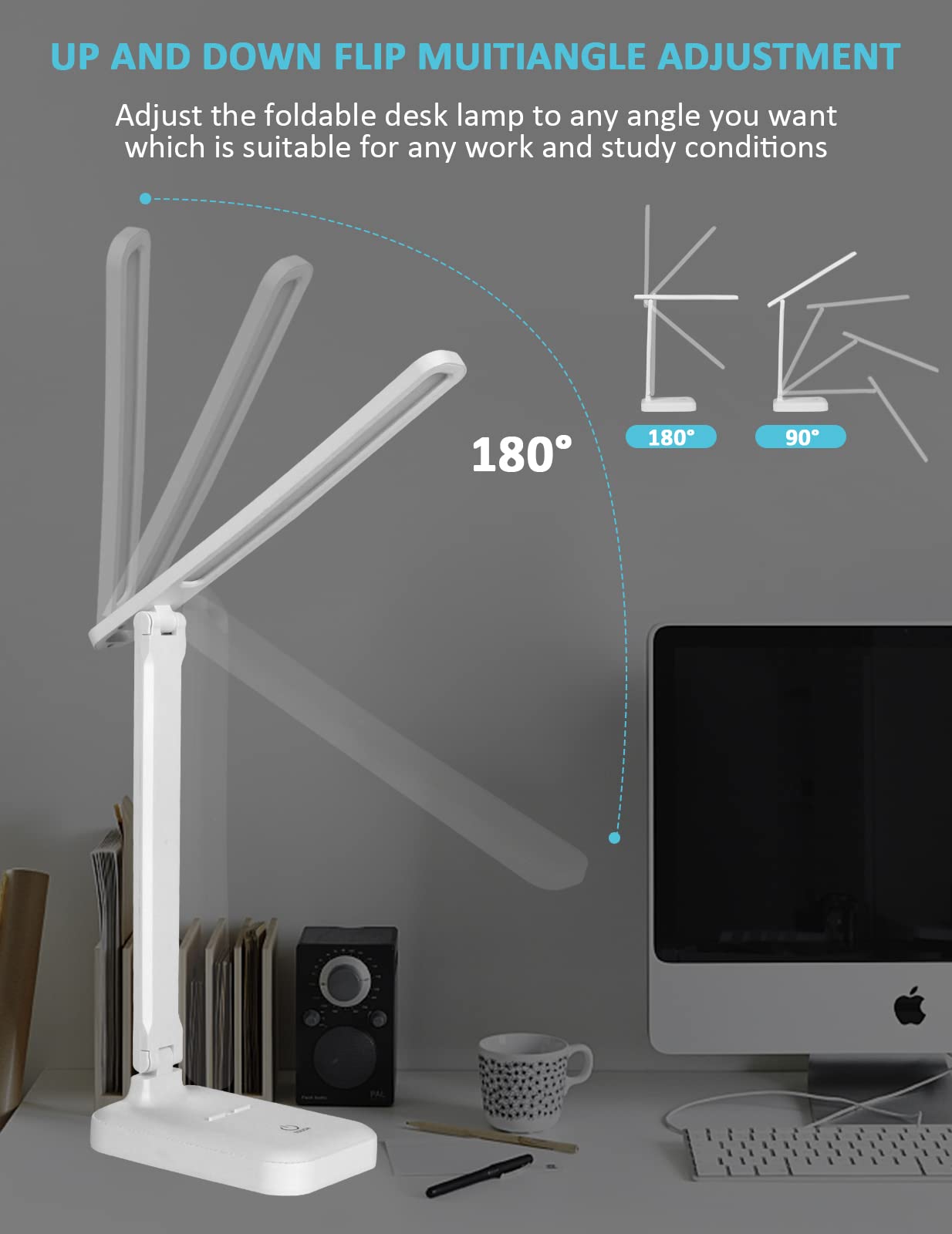 Fioyal Desk Lamps for Home Office LED Small Desk Lamp with Adjustable Arm and Sensitive Touch Control, 3 Colour Temp Dimmable Desk Table Light Office Lamp for Work Study Reading
