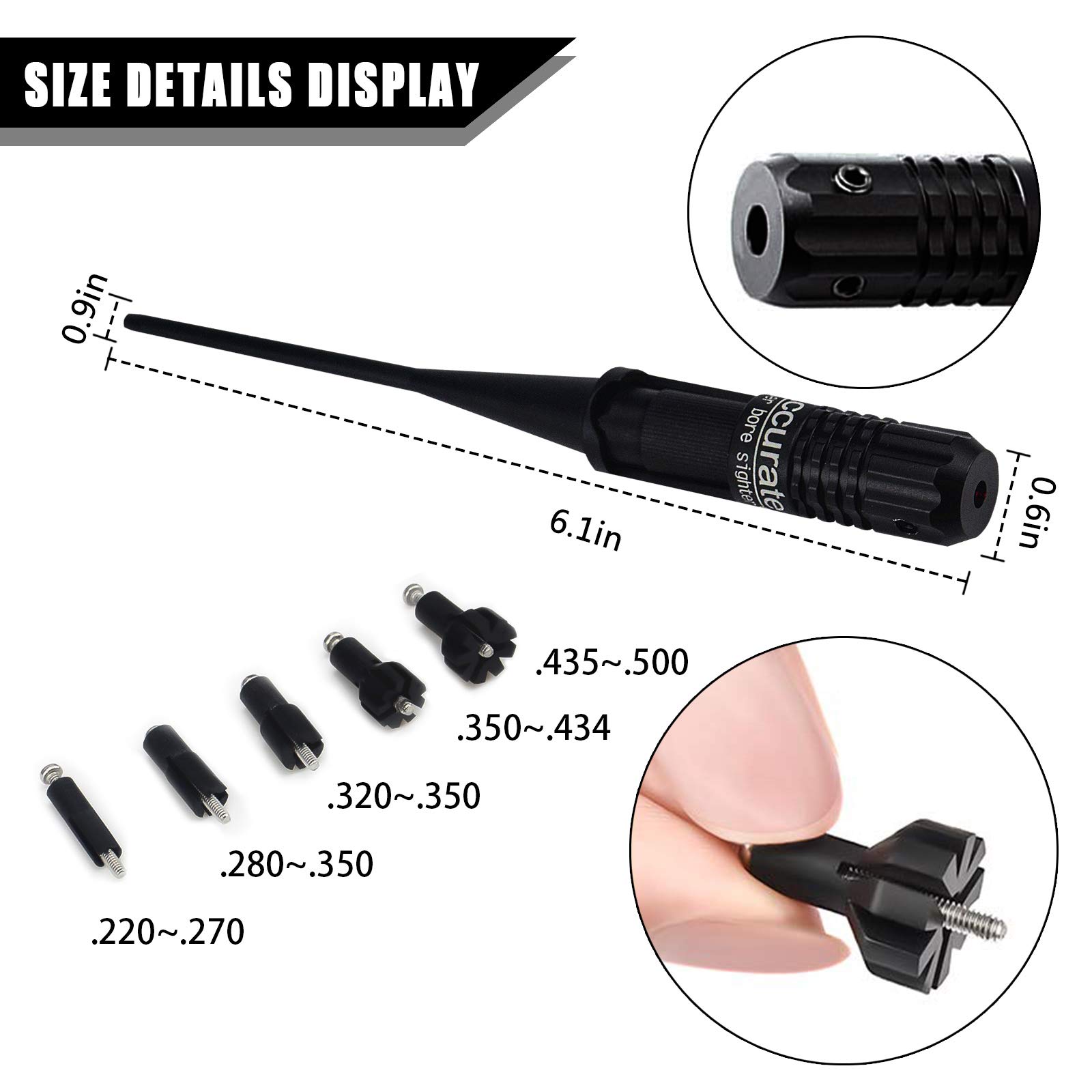 FMJIUGE Laser bore Sight kit Multi-Caliber boresighter for All Guns red Sight for Rifles and Pistols with 22 to 55 calibers, Comes with Complete Hunting or Shooting Tools