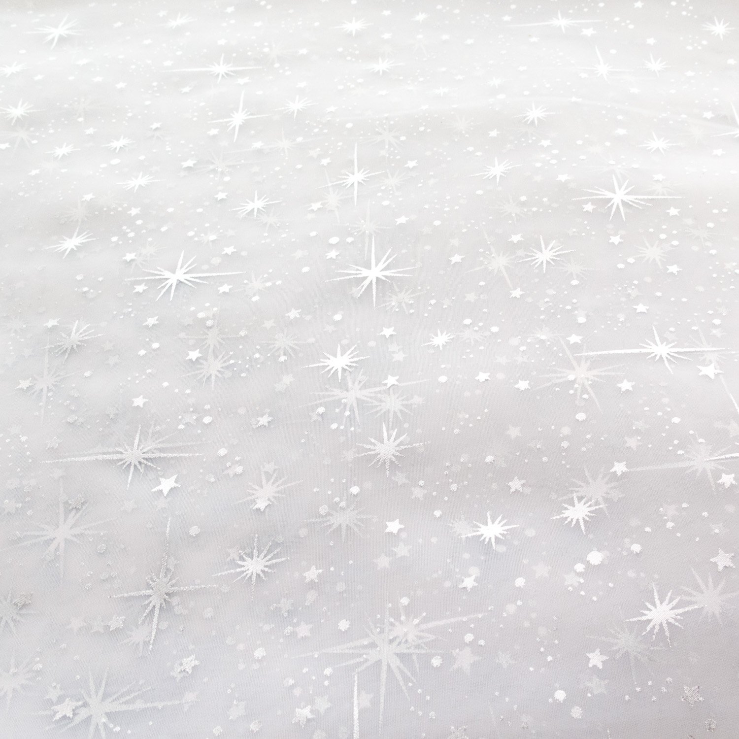 Star Bursts Sheer Organza White 58 Inch Wide Fabric by The Yard (F.E.®)