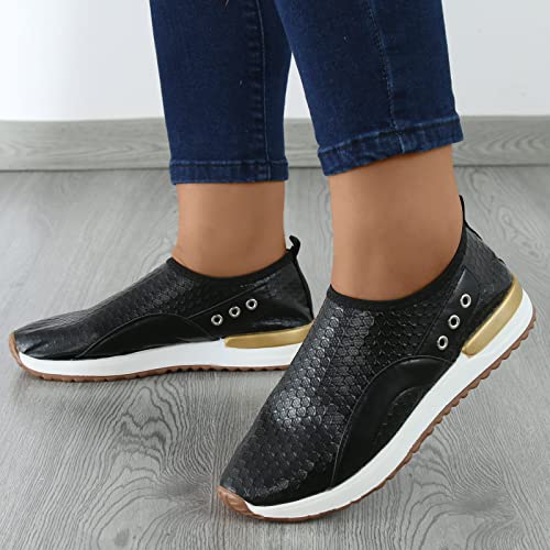 FASDNENDYS Fashion Autumn Women Flat Lightweight Comfortable Slip On Solid Color Pattern Casual Style Size 8 Womens Shoes Black
