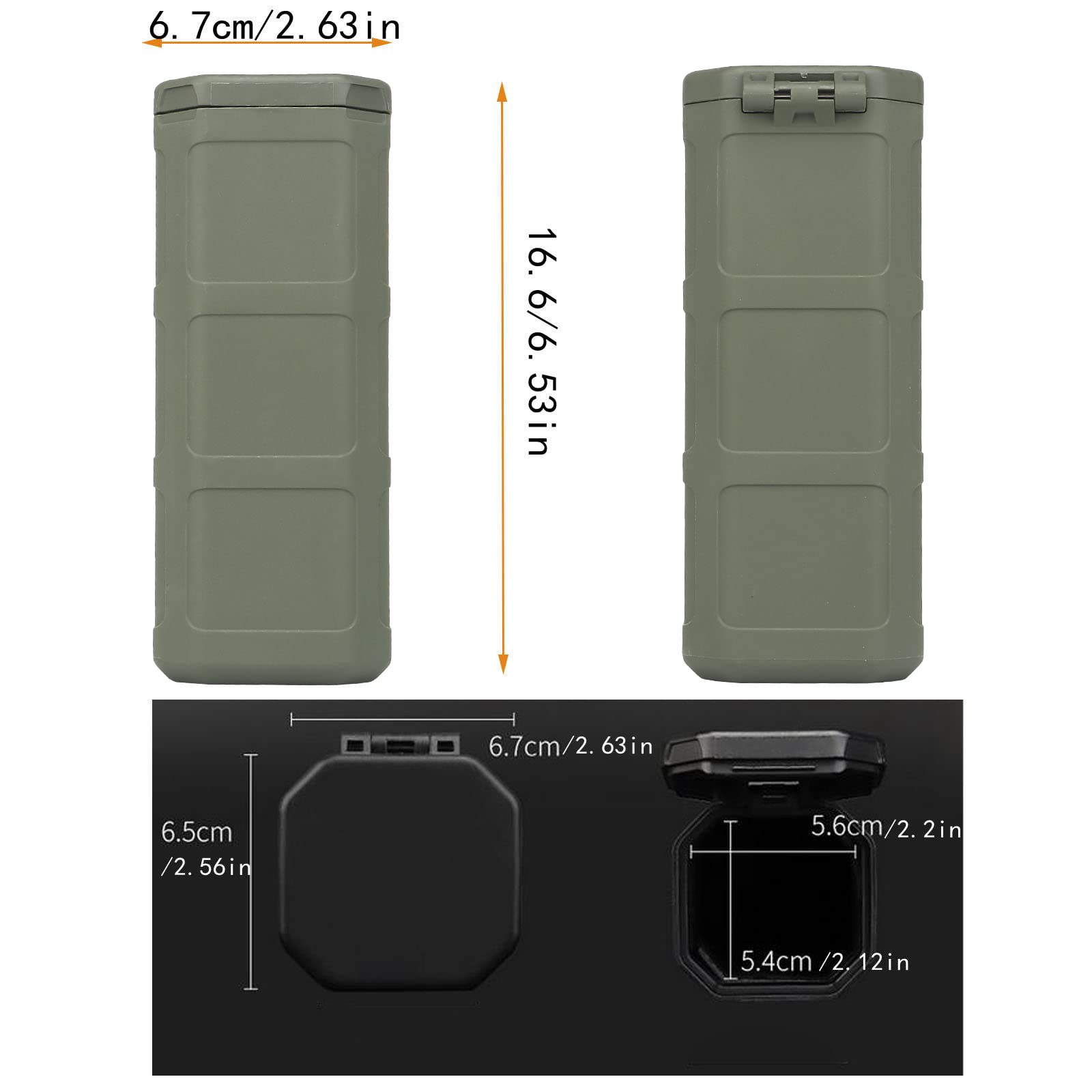 Hdlsina Battery Storage Case and Tactical Gear Case Hard Tool Box Secure Storage for AA, AAA, CR126 Batteries, Survival Gear (OD)