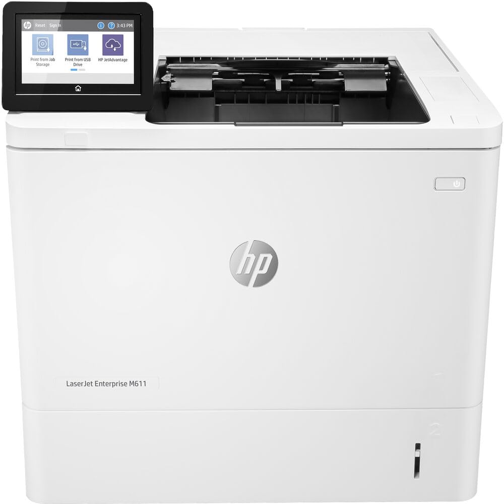 HP M611dn Laserjet Enterprise B & W - Duplex - Printer (7PS84A#BGJ) + USB Printer Cable + Network Cable + Cable Straps + Cleaning Kit + More