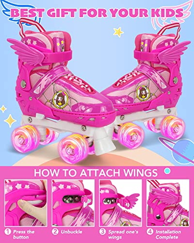 M-GRO Adjustable Skates for Kids, 8-Wheeled Skates for Kids,rollerskates Girl and Boys,Adjustable Size Suitable for Indoor and Outdoor use