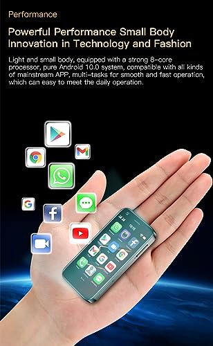 XS12 Pro Super Mini 4G LTE Smartphone 3.0-inch Display 4GB RAM 32GB/64GB ROM 8 Core Android 10.0 Dual SIM 2000mAh 13MP with Google Play Store Backup Small Mobile Phone (Blue, 2GB+16GB)