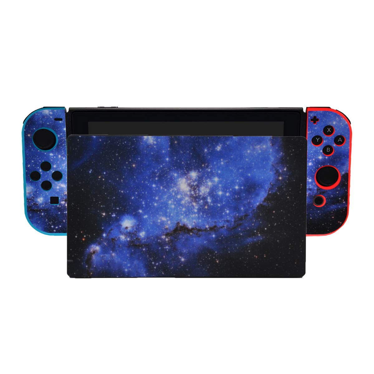 Taifond Full Set Faceplate Skin Decal Stickers for Nintendo Switch with 2Pcs Screen Protector (Console & Joy-con & Dock & Grip) -Blue Galaxy