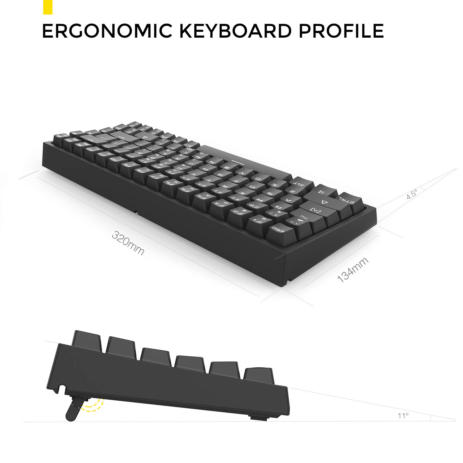DREVO Gramr 84 Key 75% TKL Mechanical Gaming Keyboard with White LED Backlight USB Wired Keyboard Outemu Red Switch, Black。