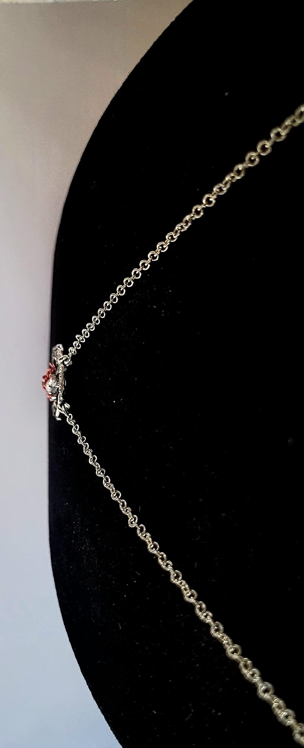 Gorgeous Rose Pendant Necklace with Crescent Moon, Chain & Lobster Claw Clasp, 18in chain