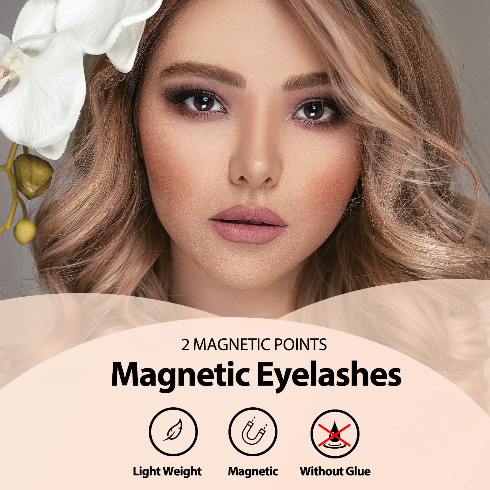 Dual Magnetic Eyelashes NO Eyeliner or Glue Needed,Magnetic False Eyelashes 3D Natural Look ,Fake Eyelashes Easy to Wear and Reusable 2 Pairs Pack with Tweezers