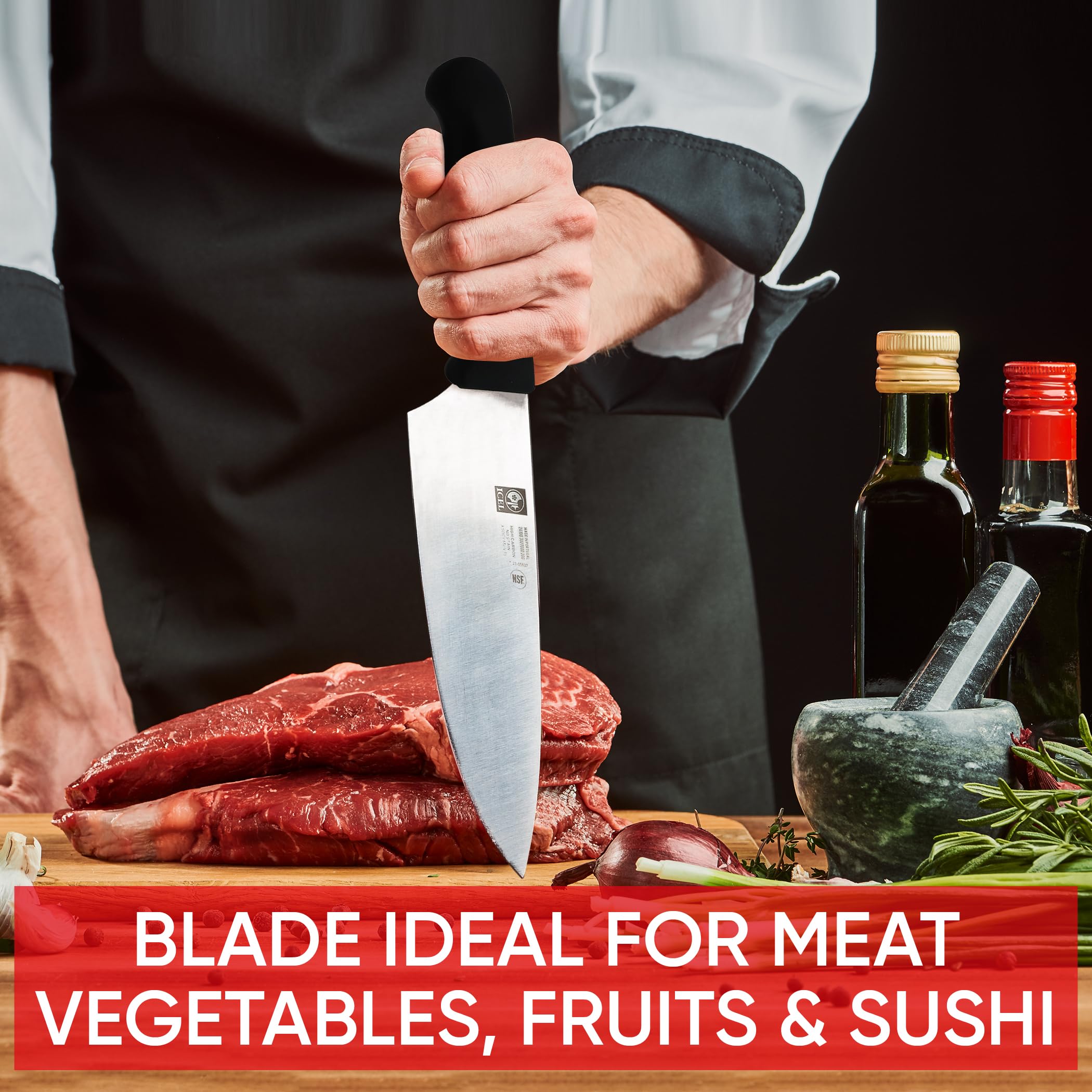 Light 'n' Mighty 8-Inch Chef Knife, Razor Sharp Kitchen Knife, Carbon Stainless Steel Knife, Perfect as Chopping Knife, Meat Knife or Slicing Knife | Very Sharp Knife, Cuts Everything With a Touch.