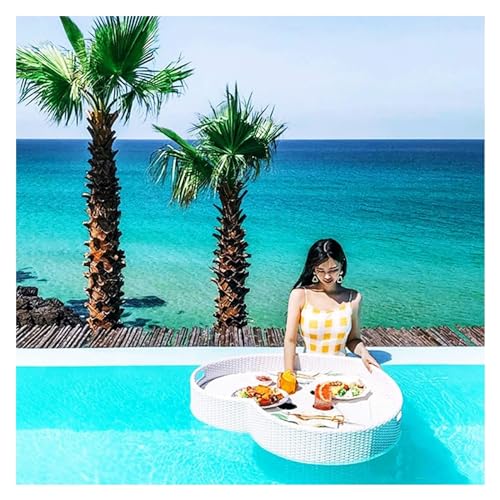 Floating Tray Floating Pool Tray White Creative Heart Shape Floating Dinner Plate, for Pool Serving Drinks, Brunch, Food On The Water