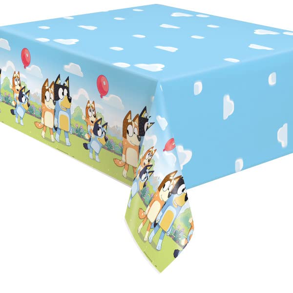 Unique Bluey Birthday Party Supplies Bundle Pack Includes Plastic Table Covers and 1 Esave Dinosaur Sticker Sheet - 2 Table Covers