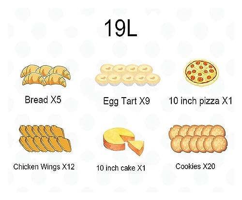 MODADA Electric oven home 19 liters mini oven adjustable temperature 0-250 ℃ and 60 minutes timer three baking position home baking electric oven baking cake bread pie multifunctional function unified