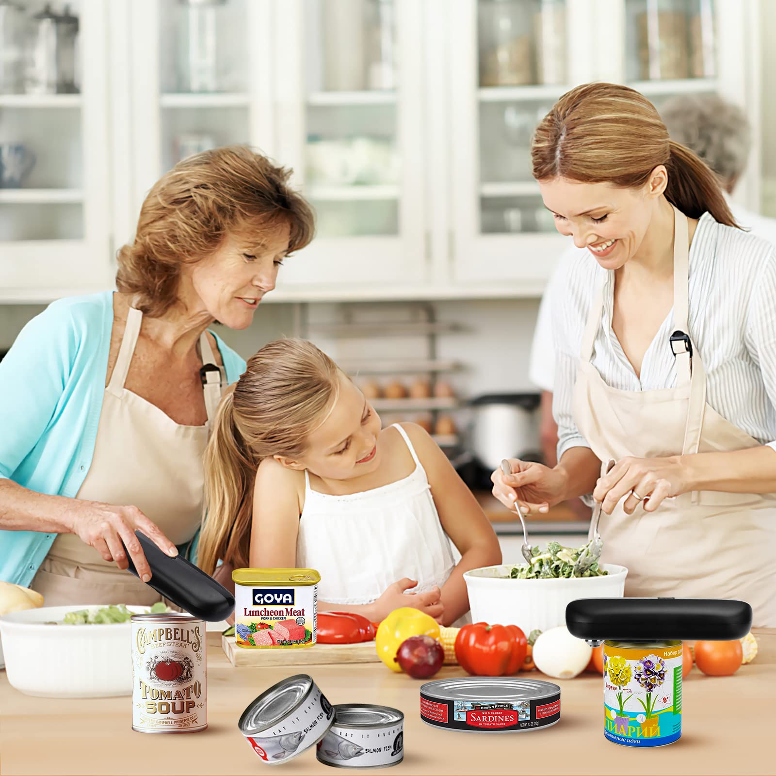 Electric Can Opener,Portable Can Opener,Cordless Electric Can Openers for Kitchen,One Touch Switch, Removable& Replaceable Blade, Automatic Can Opener Smooth Edge for Seniors, Housewives, Arthritics