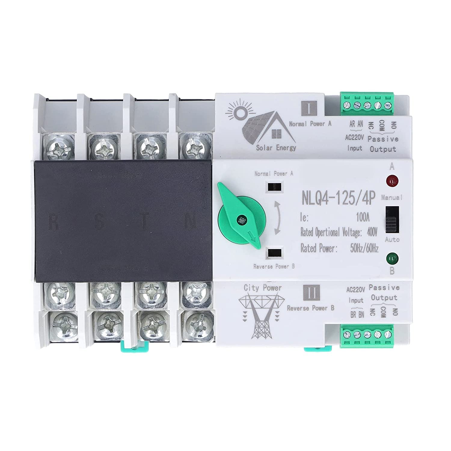Dual Power Automatic Transfer Switch AC 400V 4P 100A ATS PC Automatic Changeover Toggle Switch Double Transfer Switch for Municipal Electricity UPS Inverter Solar