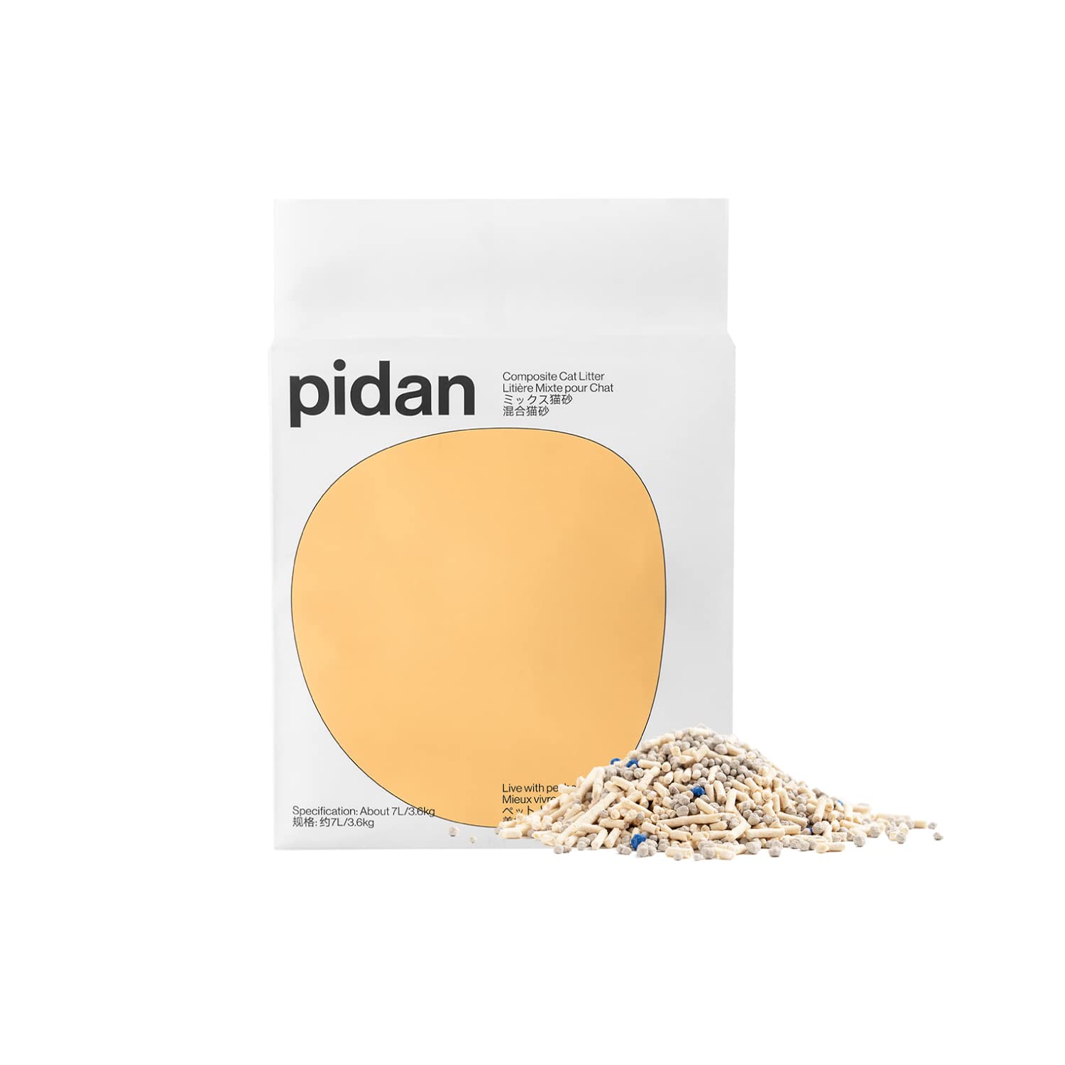 pidan Mix Cat Litter,Clumping Tofu Cat Litter with Bentonite,Dust Free Scent Free,Selected Quality Pea Dregs,5-Fold Water Absorption(7.9lb×4bags)