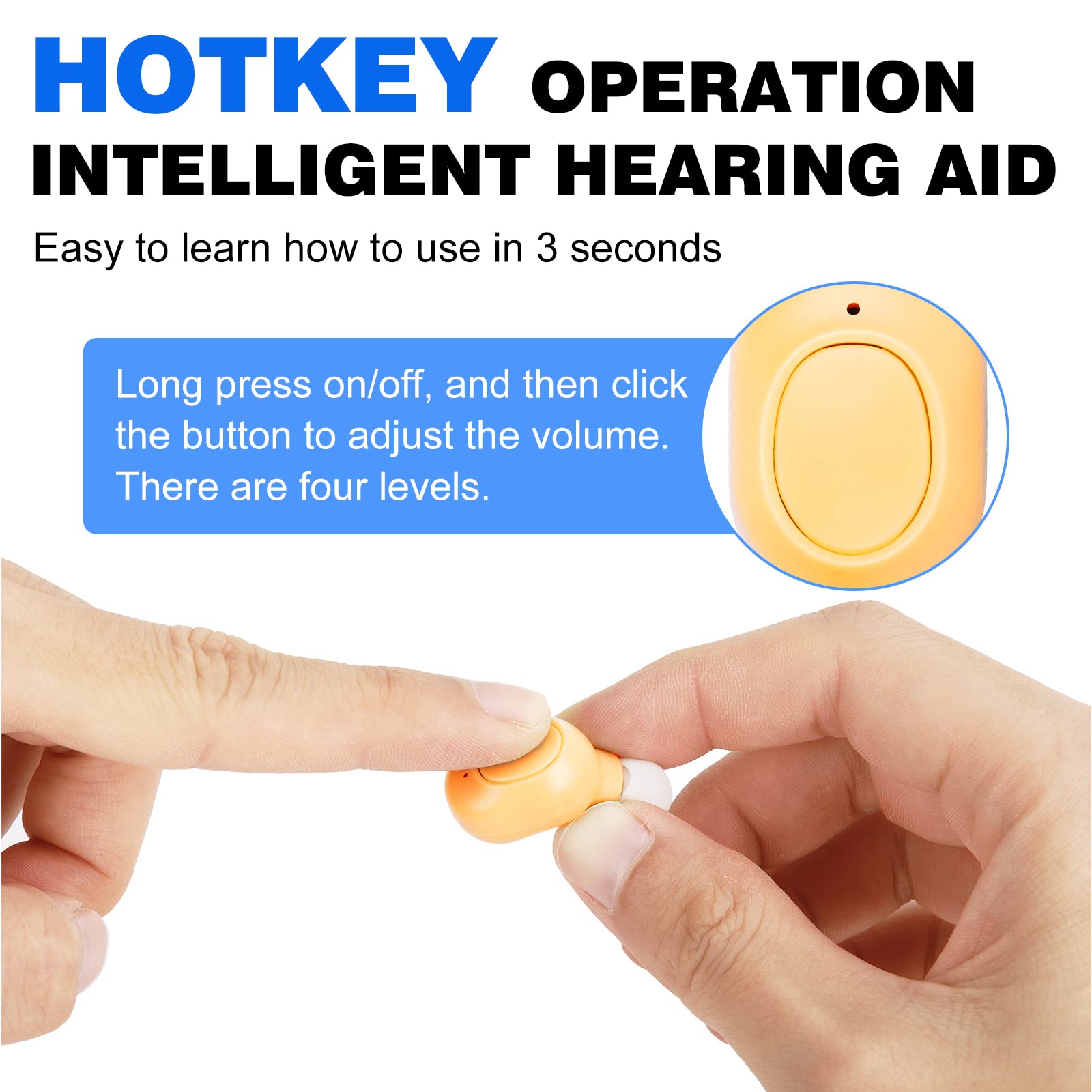 Hearing Aids, Mini Hearing Amplifiers for Adults with Noise Cancelling, Rechargeable Hearing Aid for Seniors Into Ear No Squealing Hearing Assist Device with LED Power Display