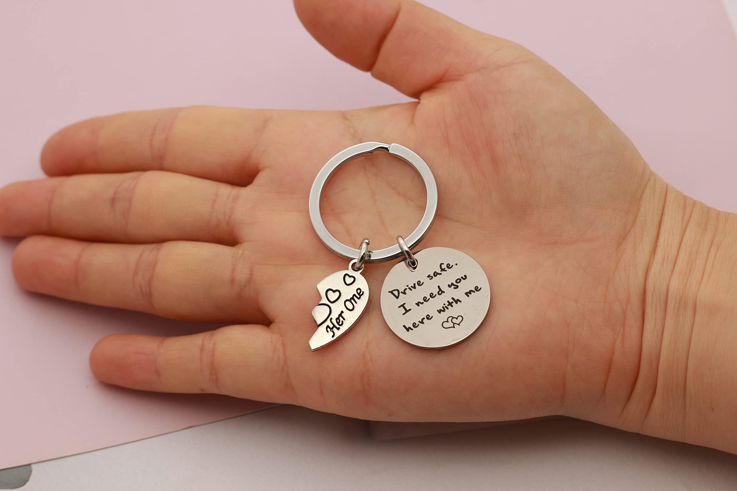Drive Safe Keychain Set Couple Gift I need you here with me Keyring for Mom Dad Girlfriend Boyfriend Gift (442)