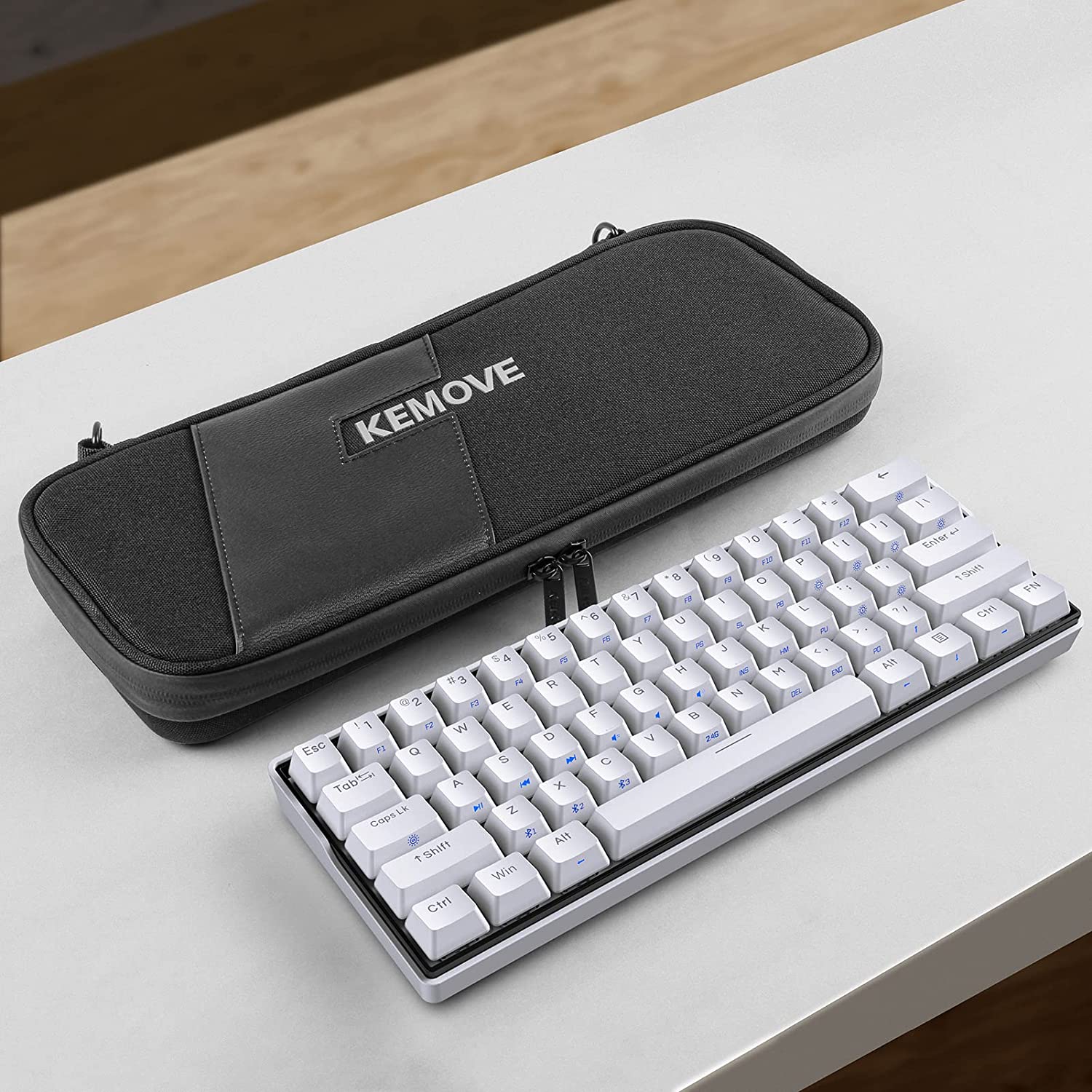KEMOVE Keyboard Carrying Case, Portable Mechanical Keyboard Case, Durable Exterior, Zipper Enclosure, Mesh Interior Pocket for 60 to 72 Keys Wired/Wireless Bluetooth Mechanical Gaming Keyboard