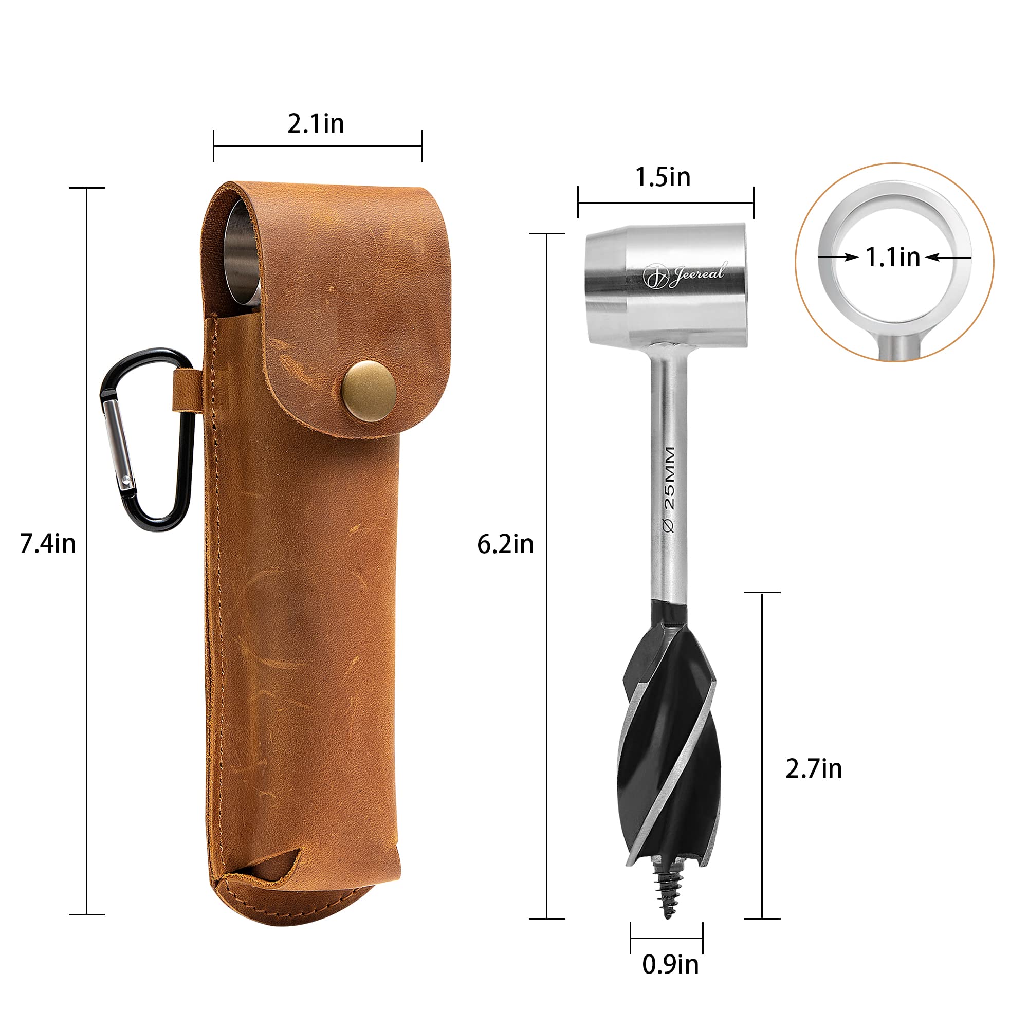 Jeereal Bushcraft Hand Auger Wrench, Scotch Eye Wood Auger Drill,Manual Auger Hole Maker Bushcraft Gear Tools for Bushcraft Backpack and Camping (L-D25)