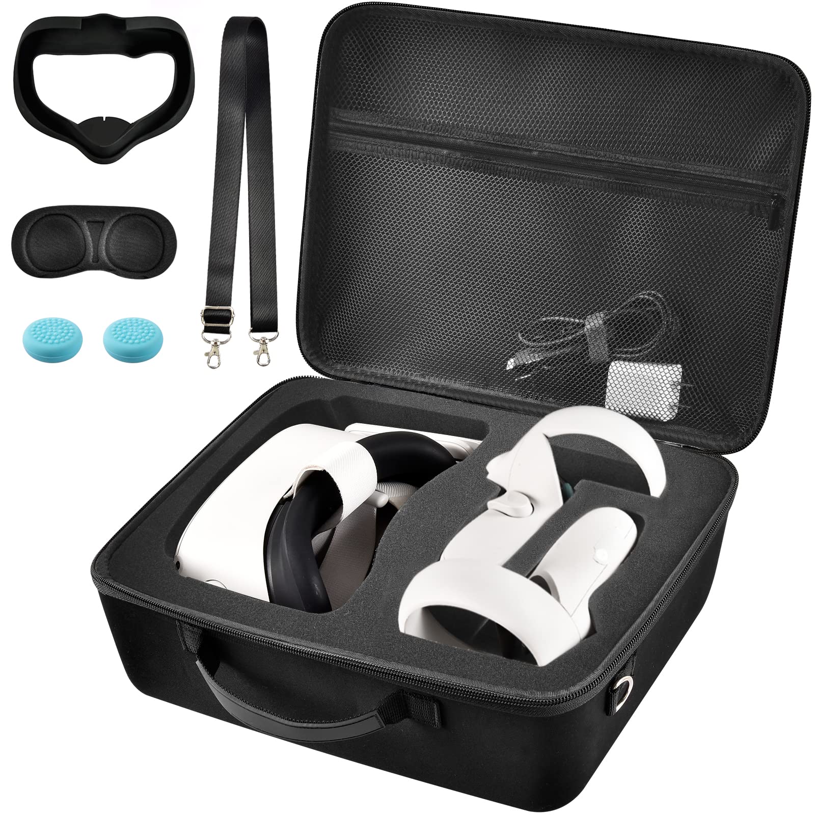 Hard Carrying Case for Oculus Quest 2 All-in-One VR Gaming Headset with USB Flash Drive Case Grey - 2 Pack