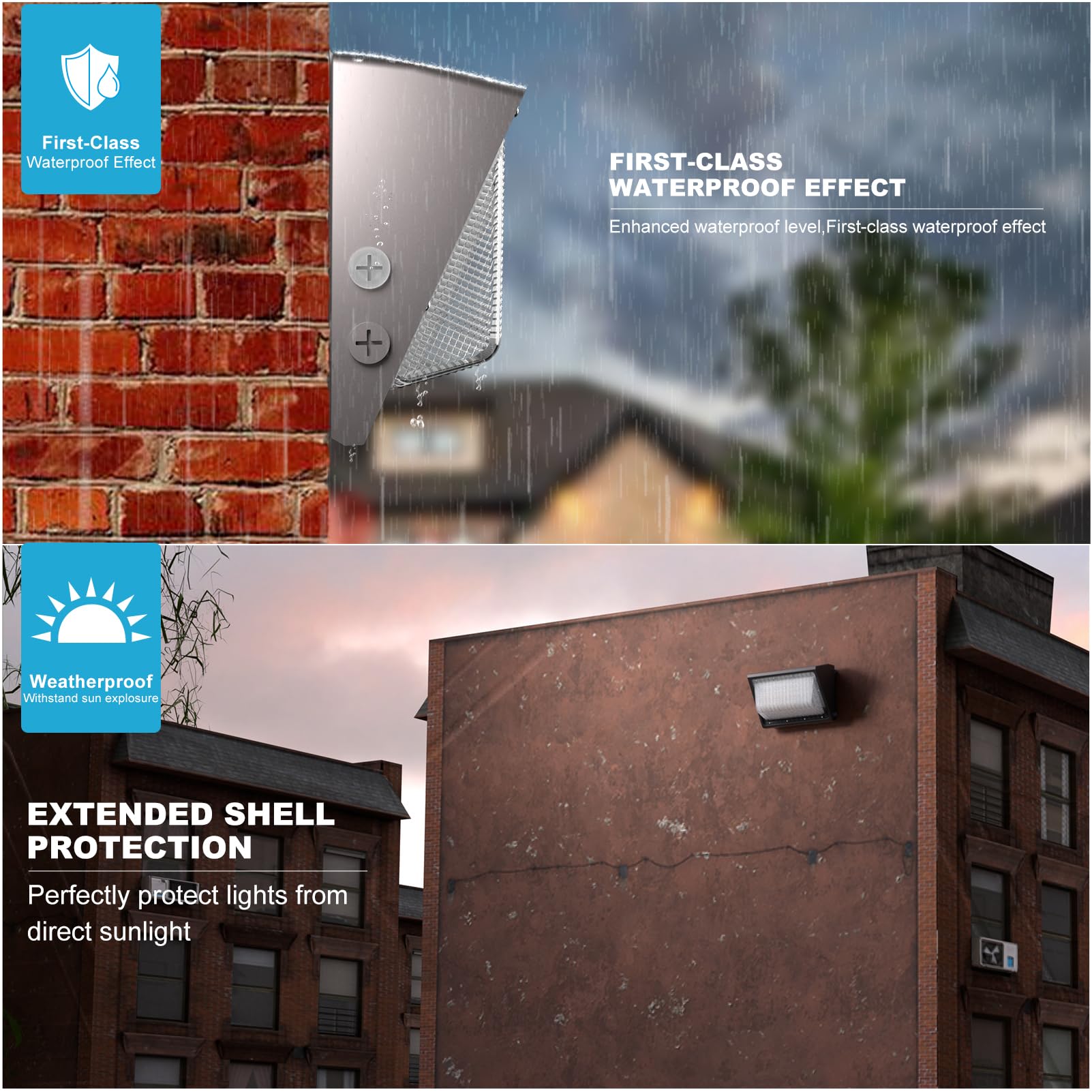 Lightdot 2Pack 200W LED Wall Pack Lights, 100-277v Dusk to Dawn with Photocell, 28000Lm 5000K Daylight IP65 Waterproof Wall Mount Outdoor Security Lighting Fixture, Energy Saving