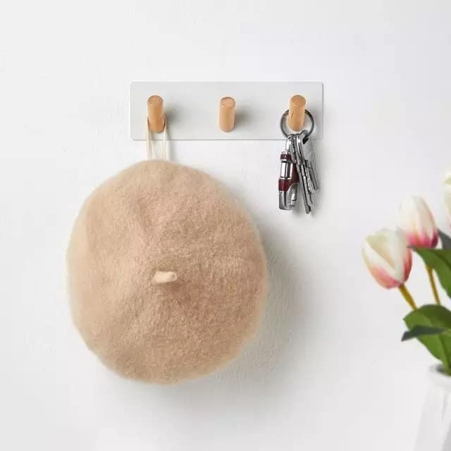 Modern Essentials Magnetic Hanging Hook Rack: Storage Shelf Kitchen Organizer with Strong Magnet Perfect for Hanging Keys, Towels, Kitchen Gear and More on Magnetic Areas like Fridges, Lockers (White)