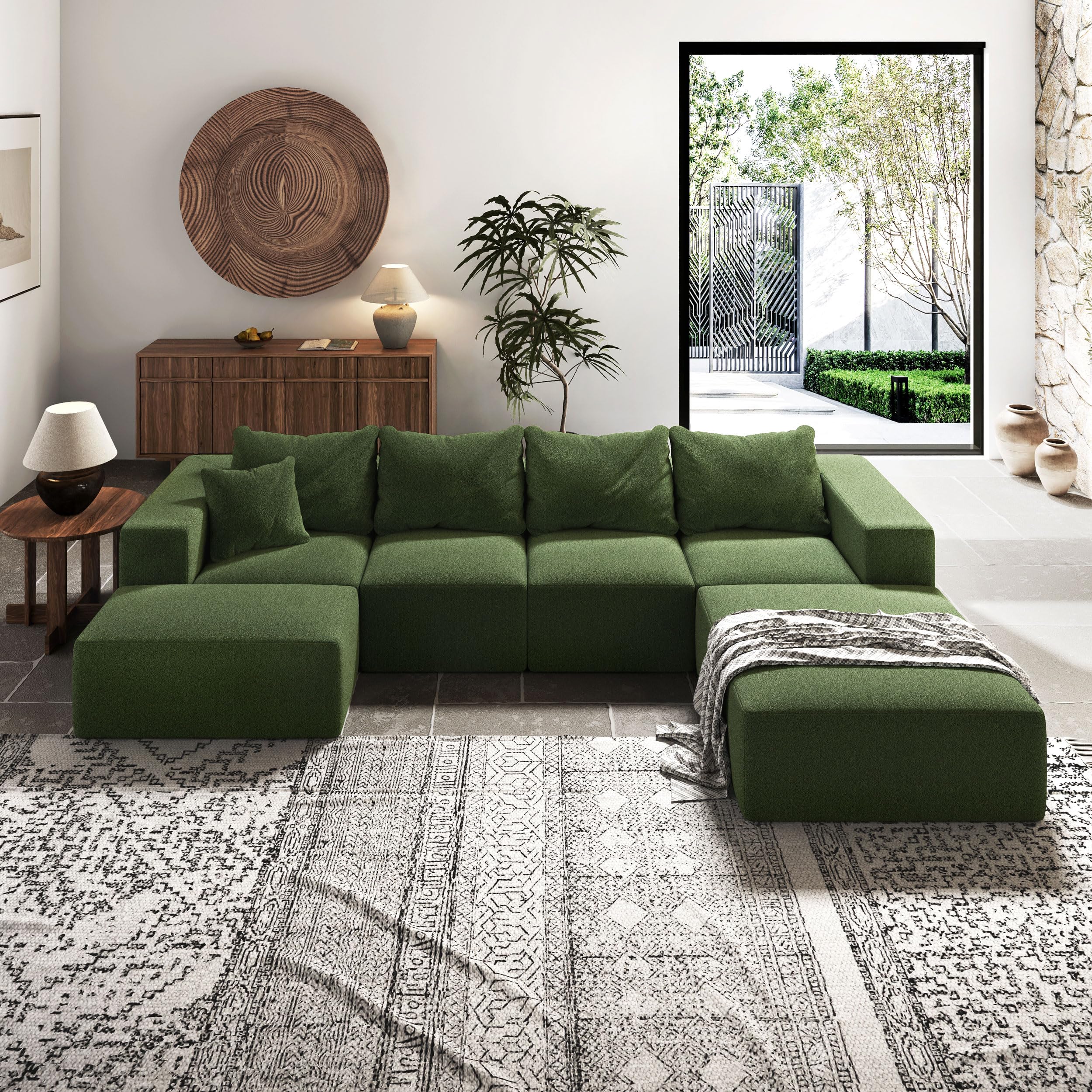 Minimalist Interior Sofa, Free Combination Upholstered Cloud Couch, Chenille Modular Sofa Couch with Pillows, Comfy Sofa Couch for Living Room Apartment Studio/No Assembly Require-Black
