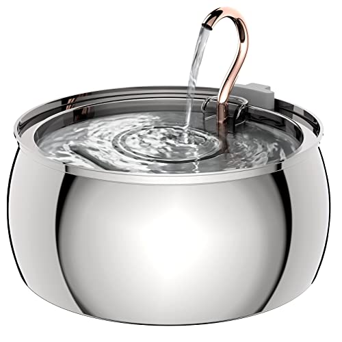 Tomxcute Cat Water Fountain, 4.0L/135oz Automatic Stainless Steel Pet Fountain Dog Water Dispenser, Ultra-Quiet Pump and 3 Replacement Filters & for Cats, Dogs, Multiple Petsā¦